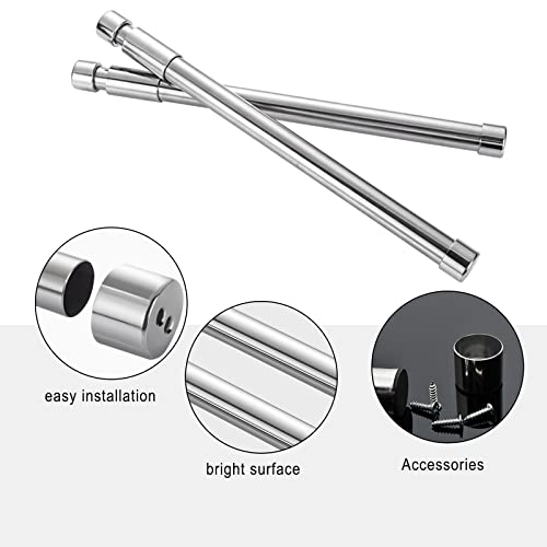 Closet Pole, Closet Rod with Telescopic Adjustment, with Wardrobe Rail Rod Pole Socket and Screws, Pack-2, Clothes Rod for Closet Suitable for Wardrobes, Cabinets, Bathrooms (15.7ββ-27.6ββ)