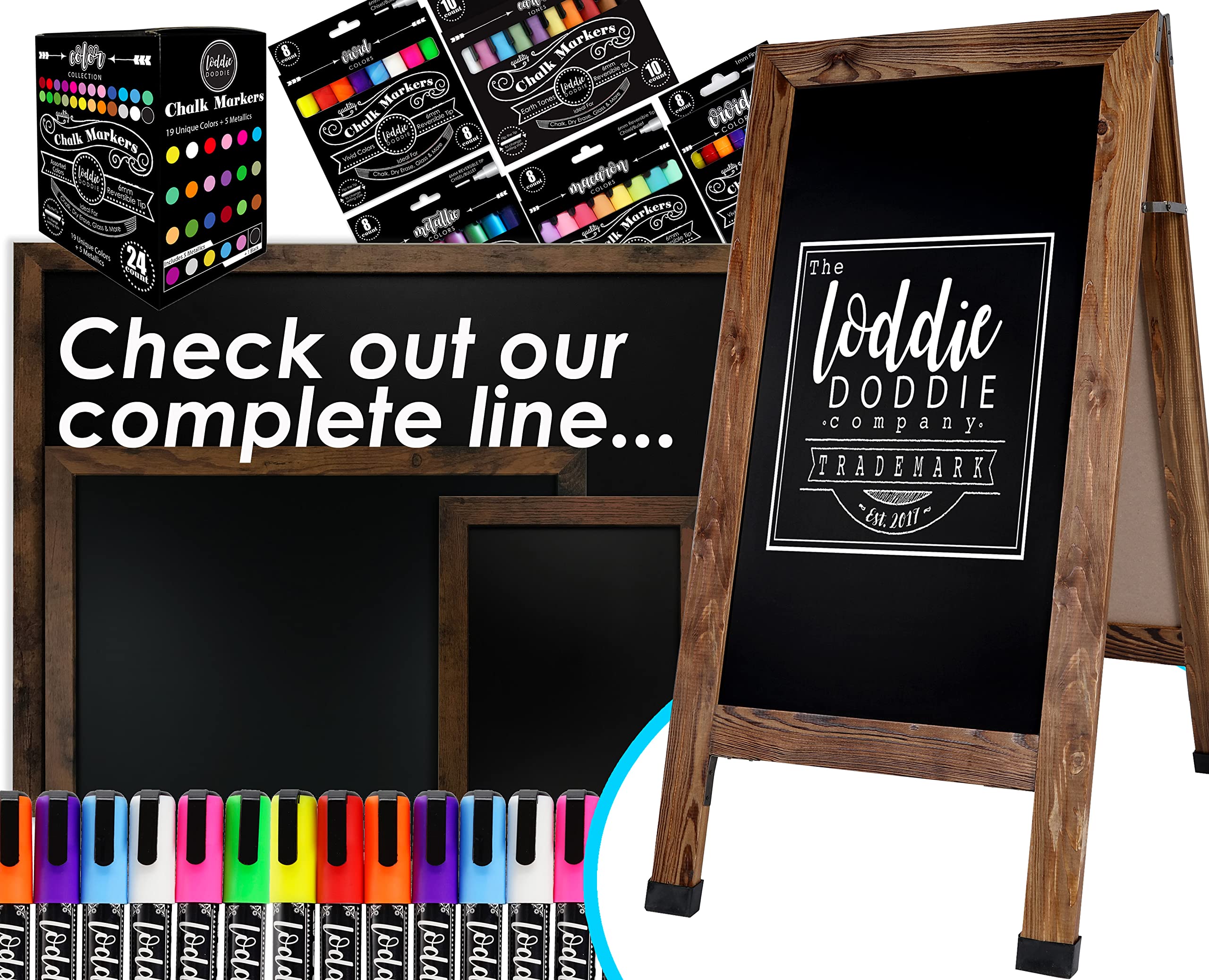 Loddie Doddie Magnetic White Board 24" x 36" - Magnetic Dry Erase Board with Built-in Marker Tray - Rustic Wooden Frame