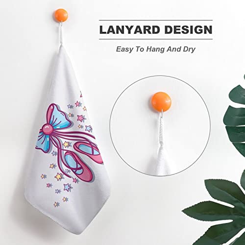 Lurnise Hand Towel Bow Hand Towels Dish Towel Lanyard Design for Bathroom Kitchen Sports