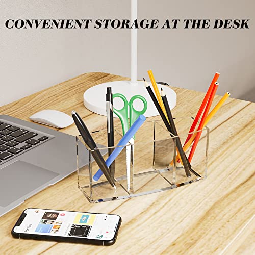 Rolybag Acrylic Makeup Brush Holder Organizer 3 Slots Cosmetic Brushes Storage Clear Pen Holder Eyeliners Eyebrow Pencil Display Case for Desk and Bathroom Vanity Storage Solution