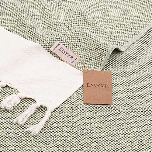 Emyyr Hand Towels for Bathroom - Kitchen - Set of 2 -0 Cotton - Pre Washed, Quick Dry, Soft, 17x37' - Decorative Hand Towel - Hand Towels for Bathroom Clearance, Bath, Face, Tea Towels 01 (Green1)