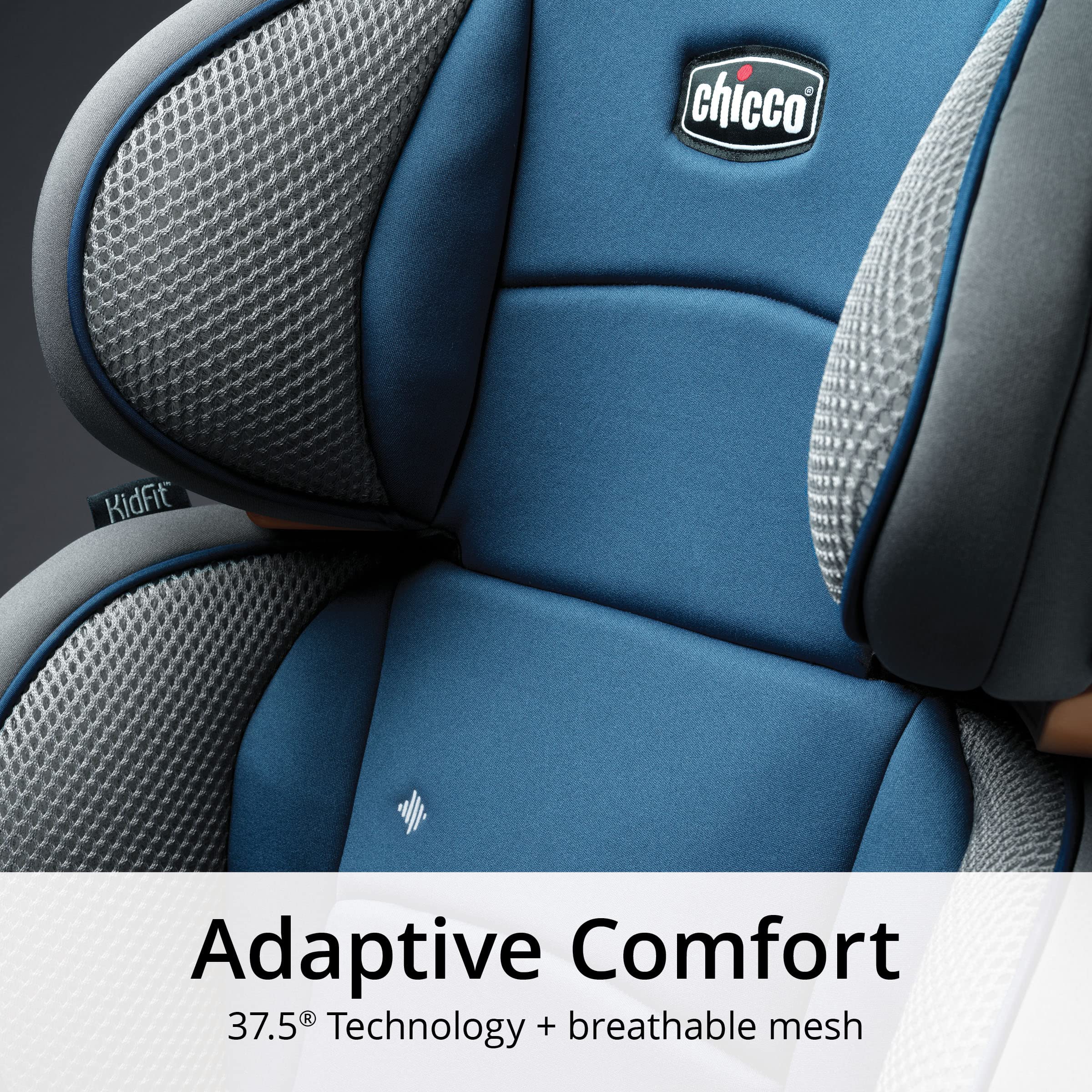 Chicco KidFit Adapt Plus 2-in-1 Belt-Positioning Booster Car Seat, Backless and High Back Booster Seat, for Children Aged 4 Years and up and 40-100 lbs. | Vapor/Grey