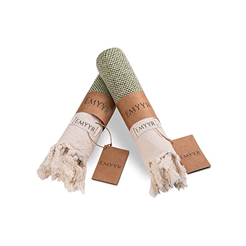 Emyyr Hand Towels for Bathroom - Kitchen - Set of 2 -0 Cotton - Pre Washed, Quick Dry, Soft, 17x37' - Decorative Hand Towel - Hand Towels for Bathroom Clearance, Bath, Face, Tea Towels 01 (Green1)