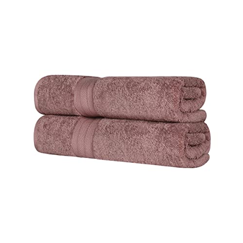SUPERIOR Long Staple Combed Cotton 2-Piece Solid Bath Sheet Set, Bath Sheets 34” x 68”, Grape Shake