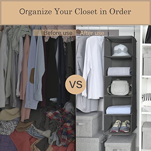 GRANNY SAYS 5-Shelf Hanging Closet Organizers and Storage, Hanging Shelves for Closet Storage, Collapsible Hanging Shelf Organizer for Clothes Organization, Dark Gray, 12 ¼" D X 12 ¼" W X 45 ½" H
