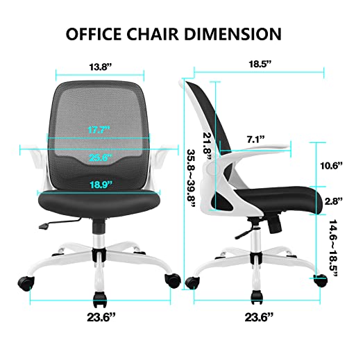 KERDOM Office Chair, Ergonomic Desk Chair, Breathable Mesh Computer Chair, Comfy Swivel Task Chair with Flip-up Armrests and Adjustable Height