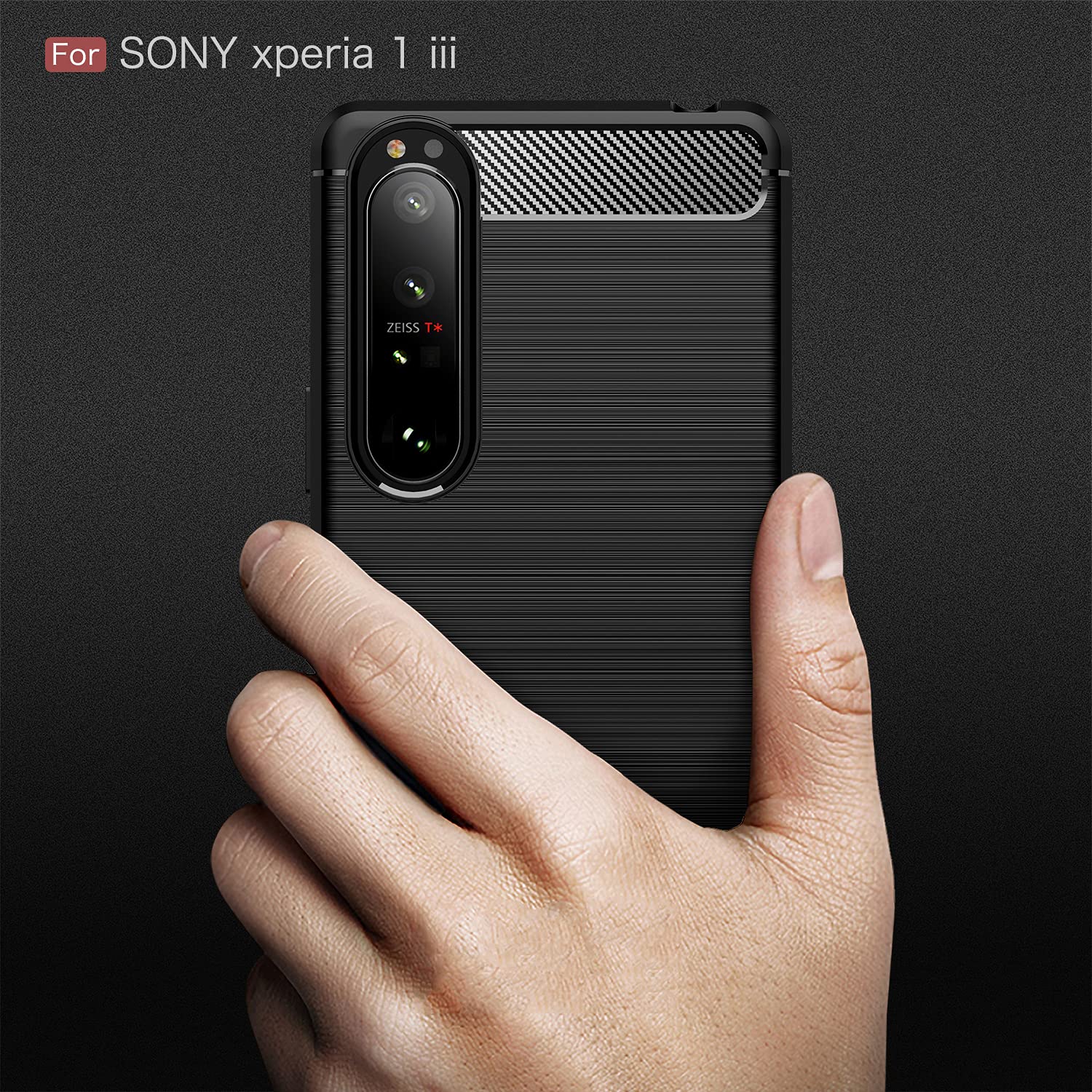 CruzerLite Case Compatible with Sony Xperia 1 III Case, Carbon Fiber Texture Design Cover Anti-Scratch Shock Absorption Case for Sony Xperia 1 III (Black)