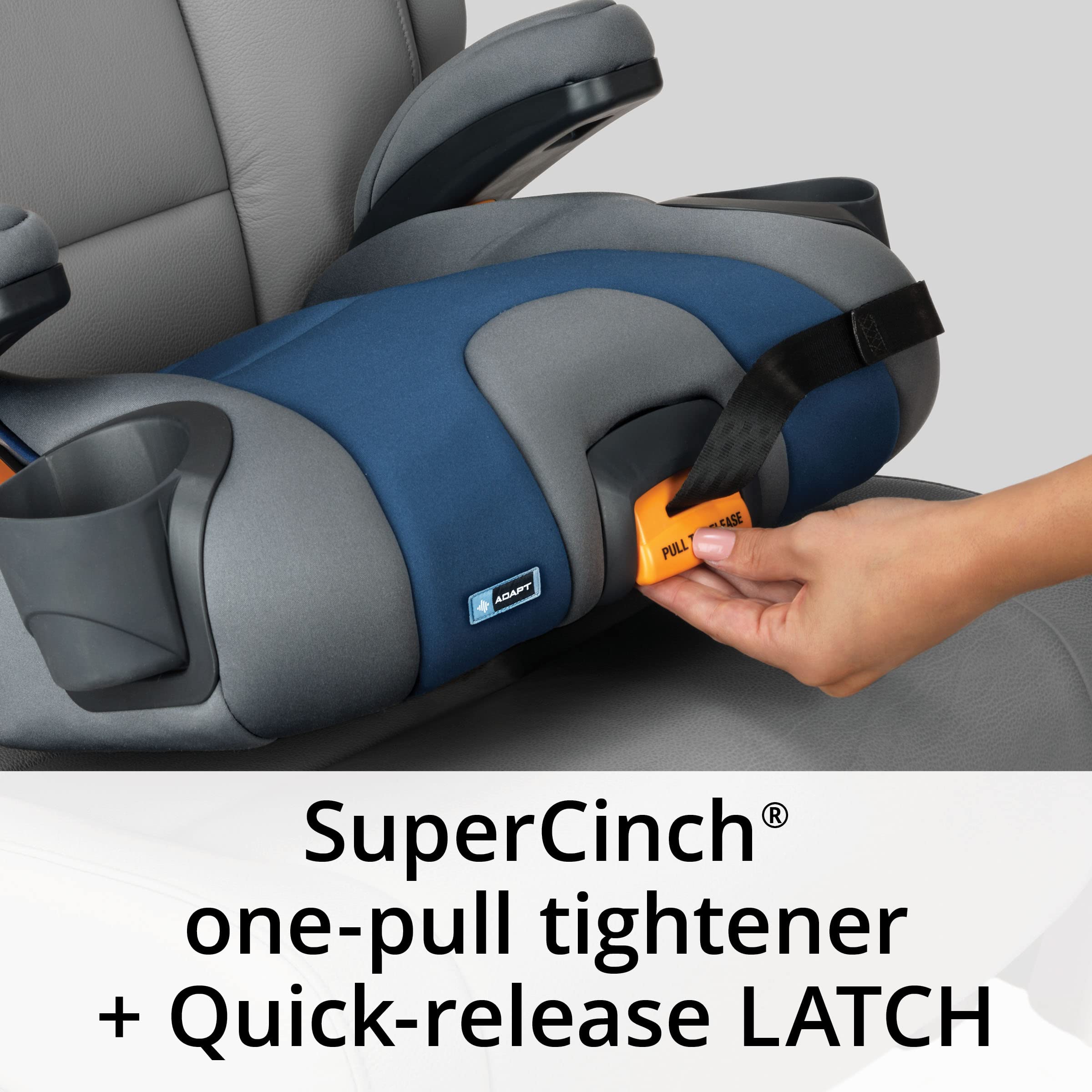 Chicco KidFit Adapt Plus 2-in-1 Belt-Positioning Booster Car Seat, Backless and High Back Booster Seat, for Children Aged 4 Years and up and 40-100 lbs. | Vapor/Grey