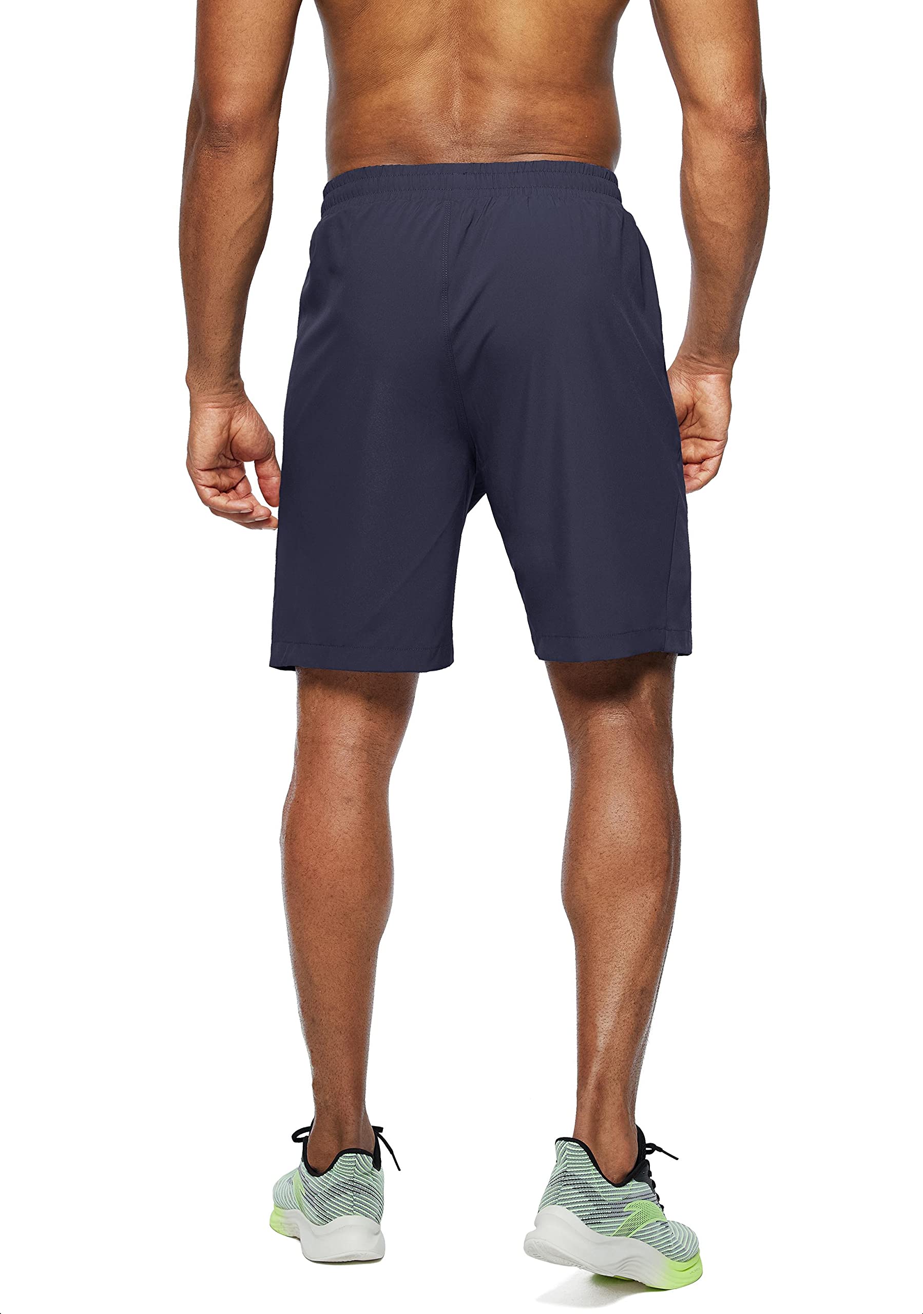 Pudolla Men's Workout Running Shorts Lightweight Gym Athletic Shorts for Men with Zipper Pockets (Navy Blue X-Large)
