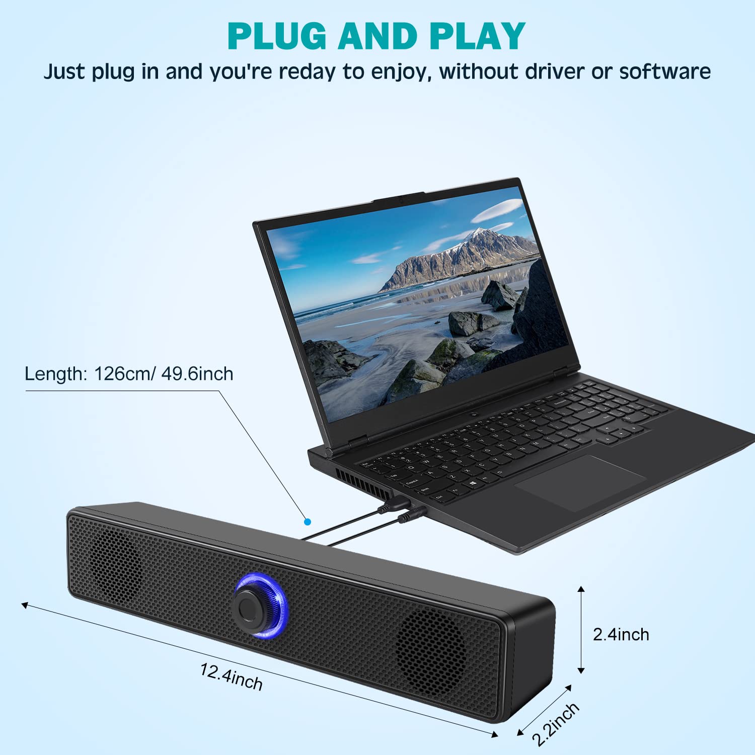 TAOTOSUNE Computer Speakers, USB Powered PC Speakers Wired Stereo Desktop Speakers for Computer, Desktop, Laptop, PC, Pad, Cellphone [2025 Version]