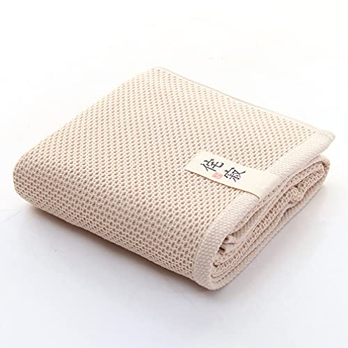 Luke's Gift Japanese Style Waffle Weave Hand Towel, 100% Long Staple Cotton, 28" x 13", Microfiber Drying (Beige)