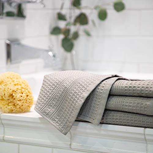 GILDEN TREE Waffle Towels Quick Dry Lint Free Thin Bath Sheets 40x80 Oversized Extra Large for Adults, Classic Style (Pewter)