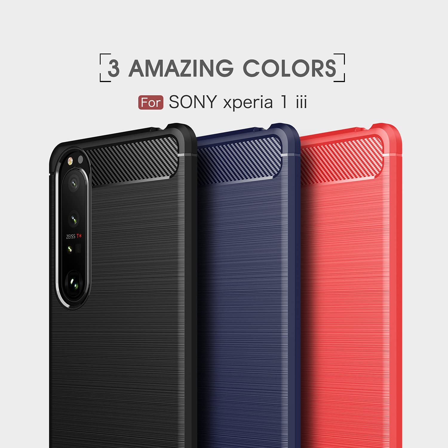 CruzerLite Case Compatible with Sony Xperia 1 III Case, Carbon Fiber Texture Design Cover Anti-Scratch Shock Absorption Case for Sony Xperia 1 III (Black)