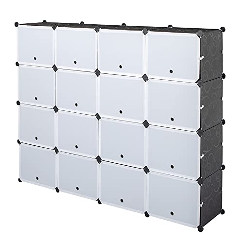 QXDRAGON 8-Tier Portable 64 Pair Shoe Rack Organizer 32 Grids Tower Shelf Storage Cabinet Stand Expandable for Heels, Boots, Slippers, Black