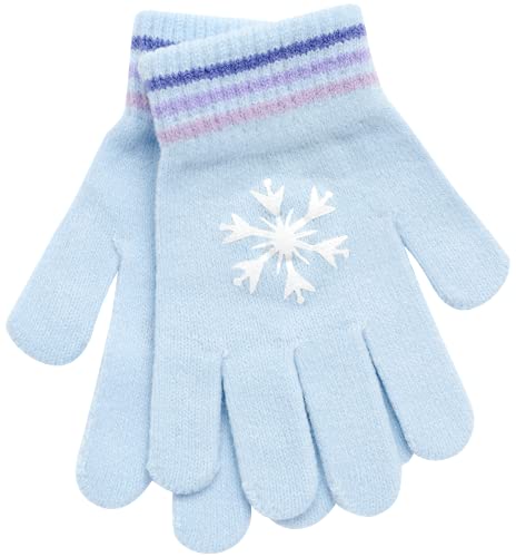 Disney Girls’ Winter Set: Ear Flap Beanie Hat, Gloves or Mittens: Elsa, Anna, Princess (Age: 2-7), Size Age 4-7, Blue Glove
