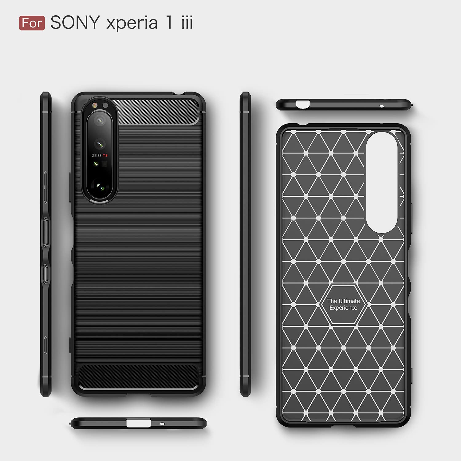 CruzerLite Case Compatible with Sony Xperia 1 III Case, Carbon Fiber Texture Design Cover Anti-Scratch Shock Absorption Case for Sony Xperia 1 III (Black)