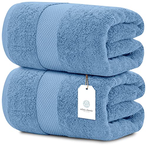 White Classic Luxury Hand Towels | 6 Pack Luxury Bath Mat | 12 Pack Luxury Bath Sheet | 2 Pack Bundle (Light Blue)