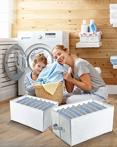 Wardrobe Clothes Organizer for Folded Clothes, [Extra Large] Pants Organizer for Closet, PP Board Jeans Organizer Drawers for Jeans, Pant, Sweaters, t-Shirt, Legging Dress(8 Grids, Gray)