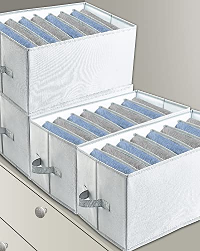 Wardrobe Clothes Organizer for Folded Clothes, [Extra Large] Pants Organizer for Closet, PP Board Jeans Organizer Drawers for Jeans, Pant, Sweaters, t-Shirt, Legging Dress(8 Grids, Gray)