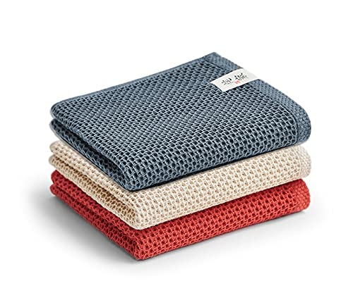 Luke's Gift Japanese Style Waffle Weave Hand Towel, 100% Long Staple Cotton, 28" x 13", Microfiber Drying (Beige)