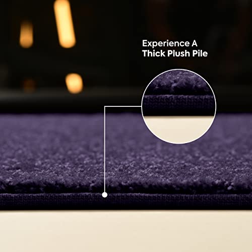 Furnish my Place Modern Plush Solid Color Rug - Purple, 2' x 12', Runner, Pet and Kids Friendly Rug. Made in USA, Area Rugs Great for Kids, Pets, Event, Wedding