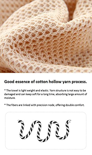 Luke's Gift Japanese Style Waffle Weave Hand Towel, 100% Long Staple Cotton, 28" x 13", Microfiber Drying (Beige)