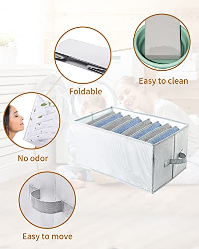 Wardrobe Clothes Organizer for Folded Clothes, [Extra Large] Pants Organizer for Closet, PP Board Jeans Organizer Drawers for Jeans, Pant, Sweaters, t-Shirt, Legging Dress(8 Grids, Gray)