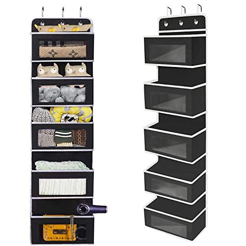 Ripamedar 5-Shelf Over Door Hanging Organizer, Wall Mount Storage for Bedroom, Door Organizer with Clear Windows, Over The Door Storage for Pantry Nursery Bathroom Closet Dorm (Black)