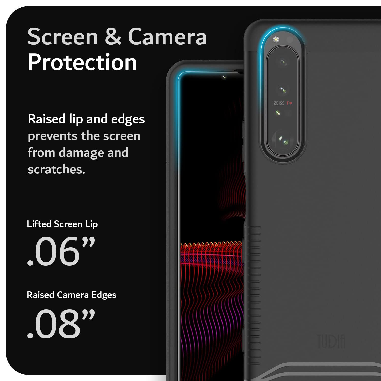 TUDIA DualShield Designed for Sony Xperia 1 III Case (2021), [Merge] Shockproof Tough Dual Layer Hard PC Soft TPU Slim Protective Case - Matte Black