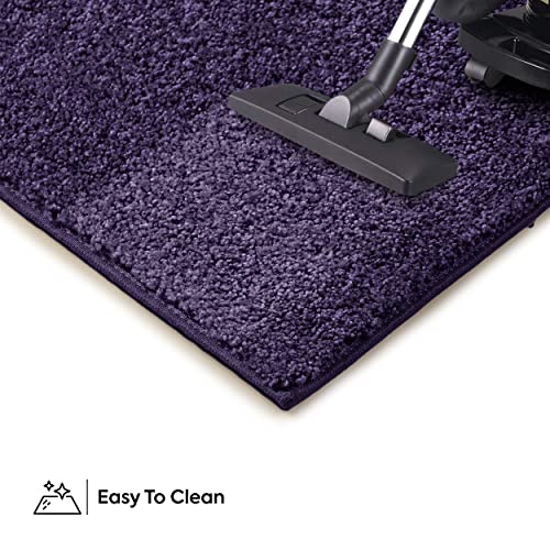 Furnish my Place Modern Plush Solid Color Rug - Purple, 2' x 12', Runner, Pet and Kids Friendly Rug. Made in USA, Area Rugs Great for Kids, Pets, Event, Wedding