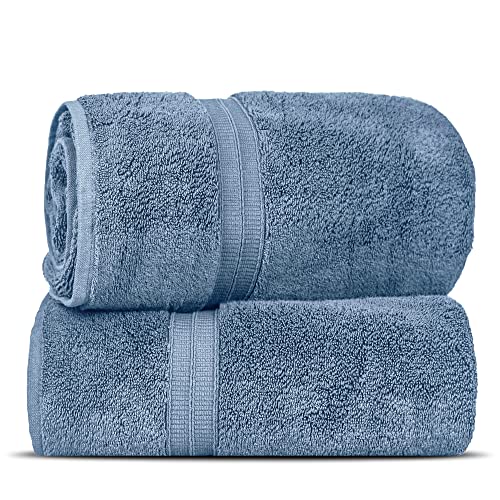 Towel Bazaar Soft & Absorbent Premium Cotton Turkish Towels (Wedgewood, 2-Piece Bath Sheets)