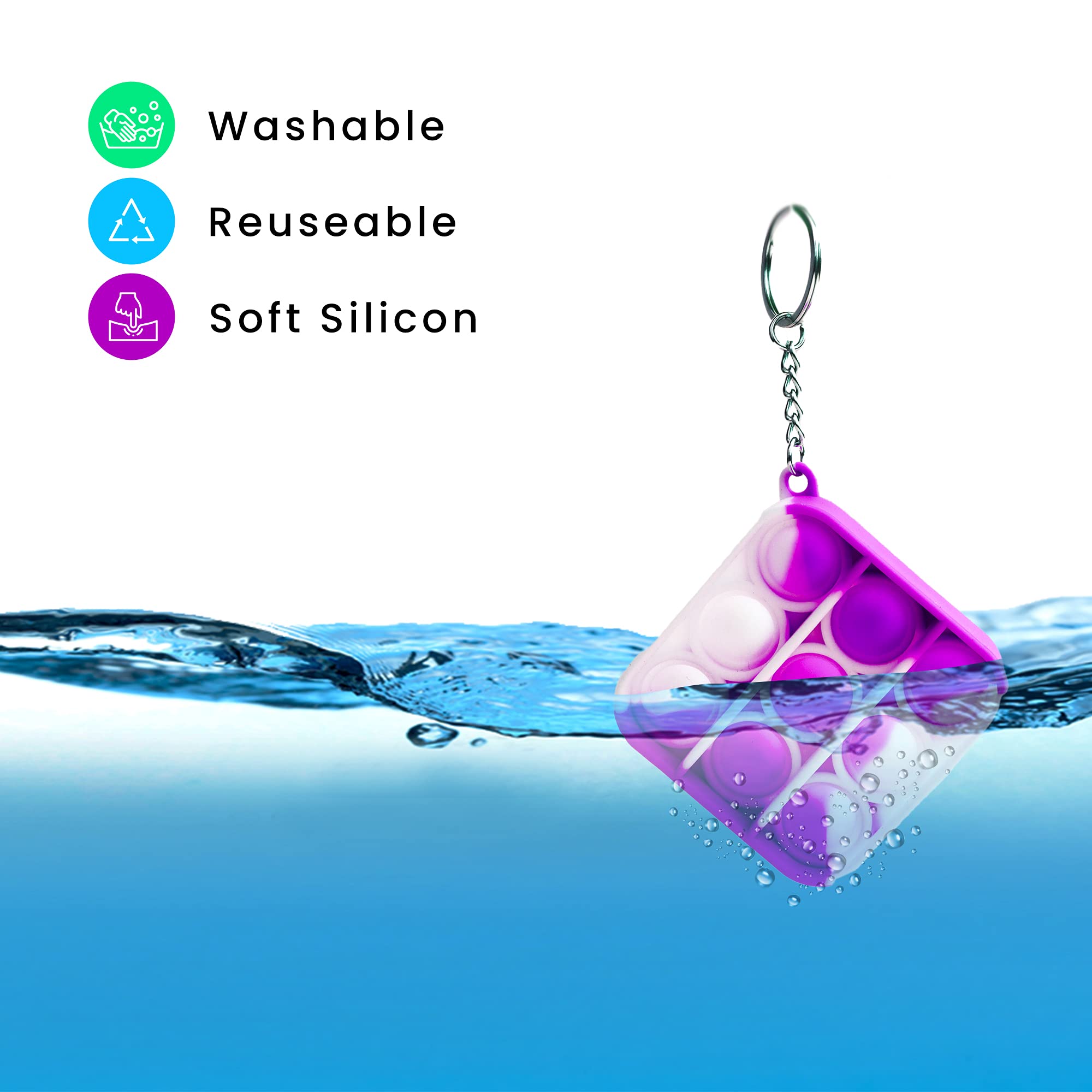 Pack of 3 Mini Pop it Keychain Fidget Toy, Stress Relief , Square Keychain Pop it, Mini pop Keychain, Anti Anxiety Toys for Kids and Adults Autism