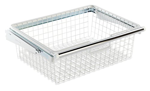 Rubbermaid Fasttrack Closet Kit, White, 6-10 Ft, Wire Shelving Kit & Configurations Sliding Basket for Closet Drawer Organization, Sturdy Slide Out Basket, White