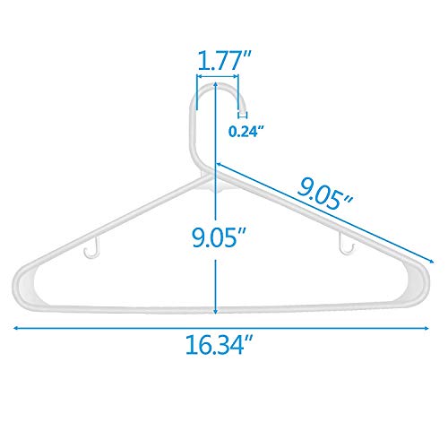 HomGarden Standard White Plastic Hangers, 100 Pack Plastic Tubular Clothes Hangers Adult Clothing Hangers