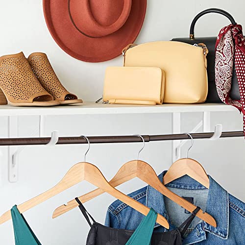 AYAYGD 4PCS Heavy Duty White Closet Rod Brackets 11 x 11 Inch,1-3/8Inch Diameter Shelf and Rod Bracket Holder for Home and Closet Decor, Wall Mount Closet Pole Supports Bracket Hook with Screws
