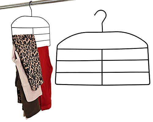 HOME-X Set of 2 Space-Saving Legging Hangers for Closet, Iron Organizer Hangers, Hang 6 Leggings, Yoga and Stretch Pants on One,15 ¼” L x 12 ¾” W, Black