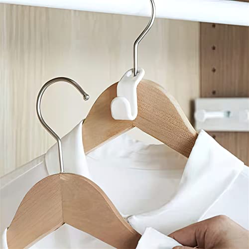 HUAFEI 80 Pcs Clothes Hanger Connector Hooks, Plastic Hanger Hooks for Closet Space Savers Hangers and Family or Clothing Shop ,Cascading Hooks for Hangers (White, 80), 2.16 x 0.79 x 1.2 inches