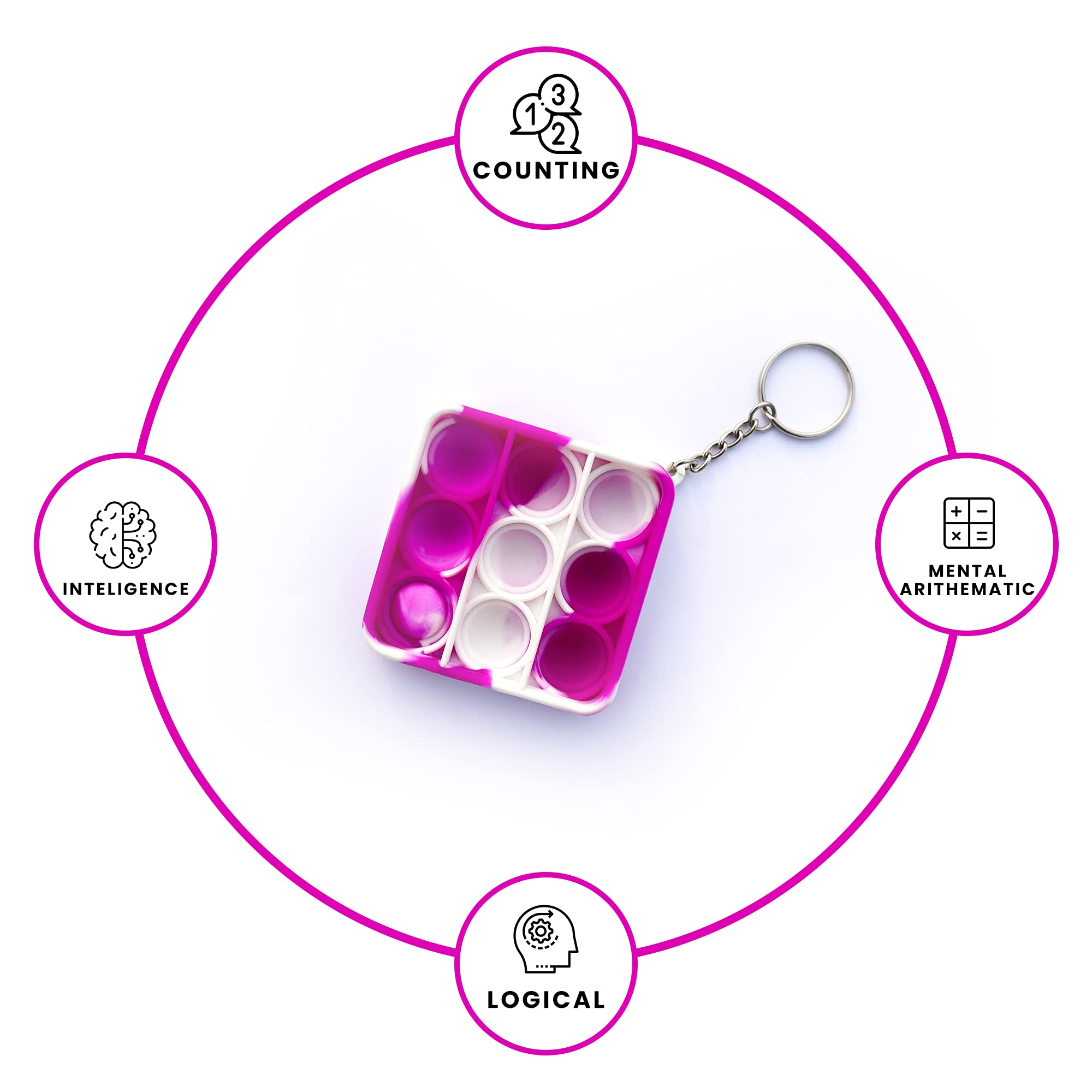 Pack of 3 Mini Pop it Keychain Fidget Toy, Stress Relief , Square Keychain Pop it, Mini pop Keychain, Anti Anxiety Toys for Kids and Adults Autism