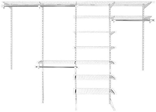 Rubbermaid Fasttrack Closet Kit, White, 6-10 Ft, Wire Shelving Kit & Configurations Sliding Basket for Closet Drawer Organization, Sturdy Slide Out Basket, White
