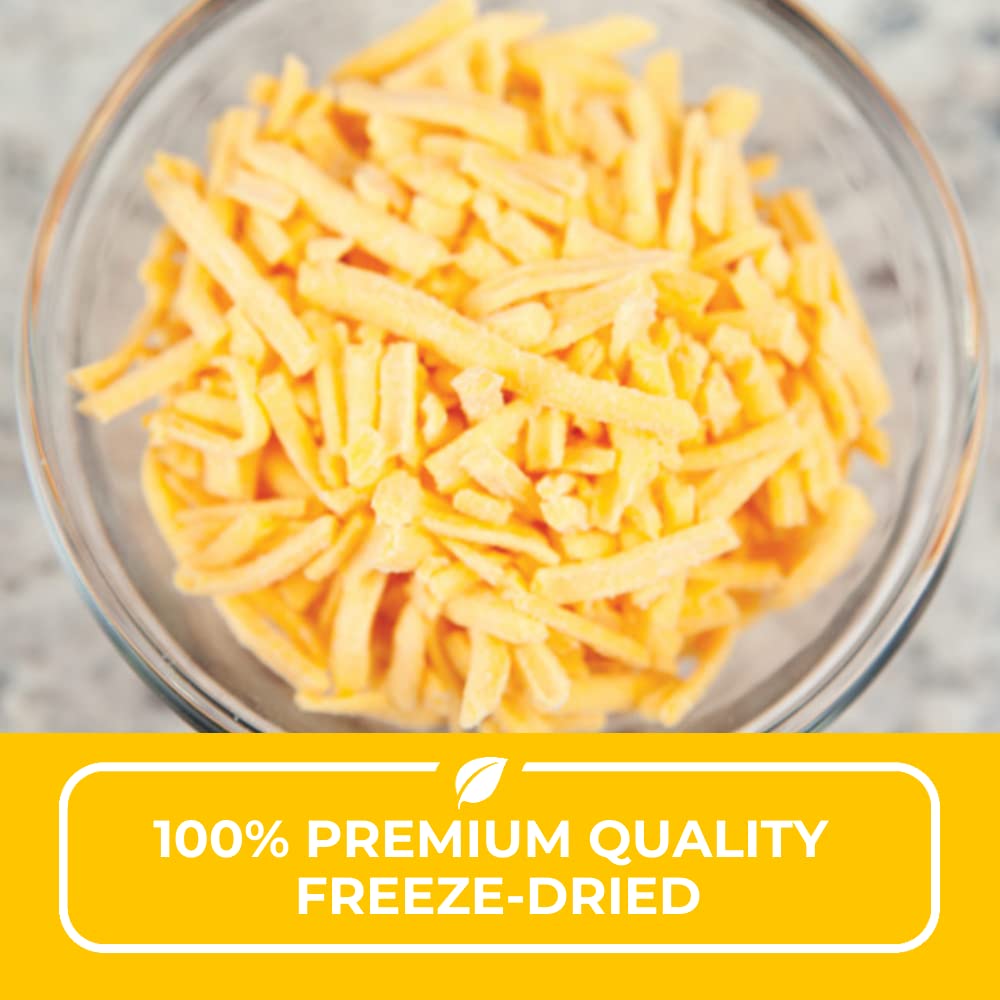 Nutristore Freeze-Dried Cheese Sample Variety 3-Pack | Cheddar, Mozzarella, & Pepper Jack | Perfect for Snacking, Backpacking, & Home Meals | Bulk Emergency Survival Food Storage | 25 Year Shelf-Life