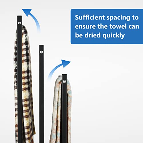 Towel Racks for Bathroom, Upgrade 3 Tier Stainless Steel Freestanding Towel Rack Stand for Bath Hand Towel, Next to Tub or Floor Shower Drying Holder, Blanket Rack, Chrome & Black, ALHAKIN