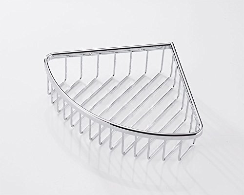 SANLIV Corner Shower Caddy Basket,Shower Wall Shampoo Shelf Soap Holder,Full Brass Wire Basket for Inside Shower Storage and Bathtub Organizer in Polished Chrome