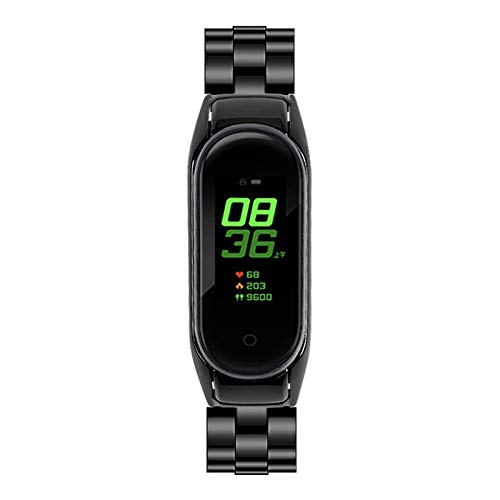 Miya System Ltd Metal Band for Mi Band 5, Solid Stainless Steel Band Replacement Adjustable Watchband Strap Bracelet for Xiaomi Mi Band 5 (Black)