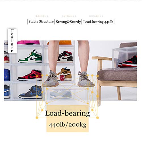 AOTENG STAR Storage Shoes Box Womens Mens Sneaker Box Plastic Foldable Stackable Shoe Container Clear Closet Shelf Shoe Organize -3 Pack