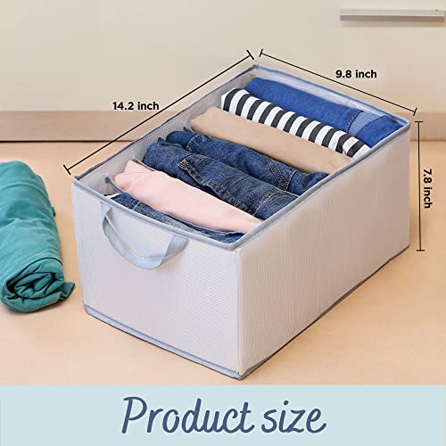 7 Grids Wardrobe Clothes Organizer, 2 Pcs Foldable Thin Jeans Drawer Organizers for Folded Clothes, Clothes Storage Organizer, Closet Drawer Storage Box Mesh for Pants, Shirt, Skirt, Leggings