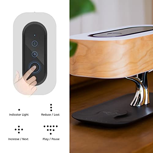 Well Guided Tree of Light Bedside Table Lamp Shade Modern Bedroom Desk Night Light Bluetooth Speaker Fast Qi Wireless Charger Touch Control Dimmable LED Light Smart Corner Lampshade Cherrywood