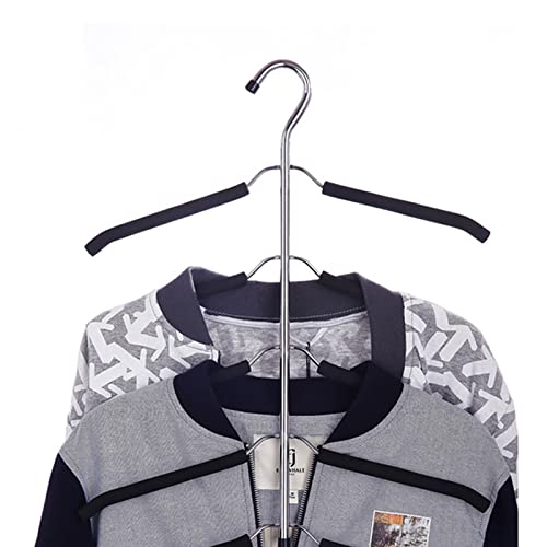 JFFLYIT Blouse Tree Hangers Multi-Layer Clothes Hangers 3 Pack 5 in 1 Non Slip Space Saving Closet Organizer Stainless Steel Shirt Hangers Coats Hangers(Black)
