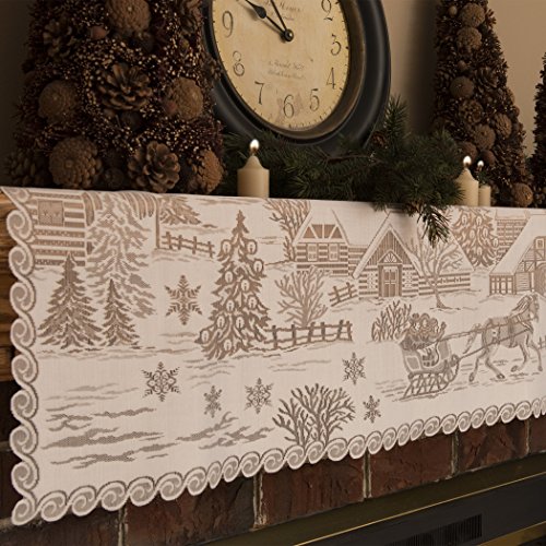 Heritage Lace White Sleigh Ride 60" X 20" 4-Way Mantle Scarf