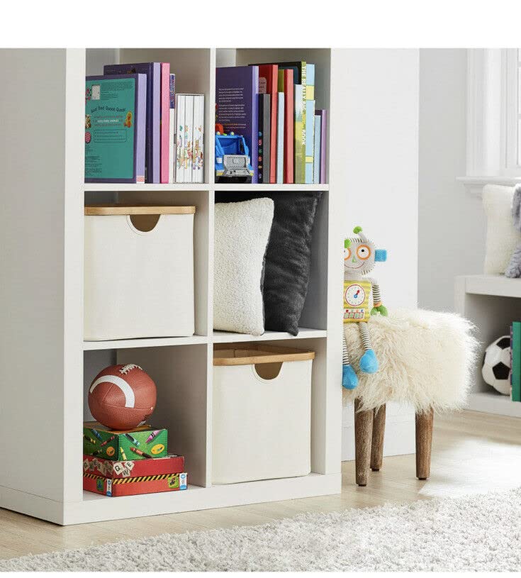 CLOSET COMPLETE 2 pack folding cube organizer with real bamboo rim (Beige)