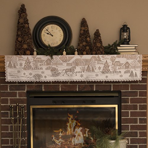 Heritage Lace White Sleigh Ride 60" X 20" 4-Way Mantle Scarf